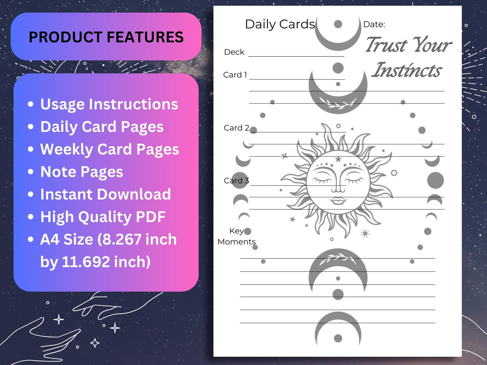 A4 Size | Digital Tarot Planner | Tarot Journal & Tracker | Printable ...