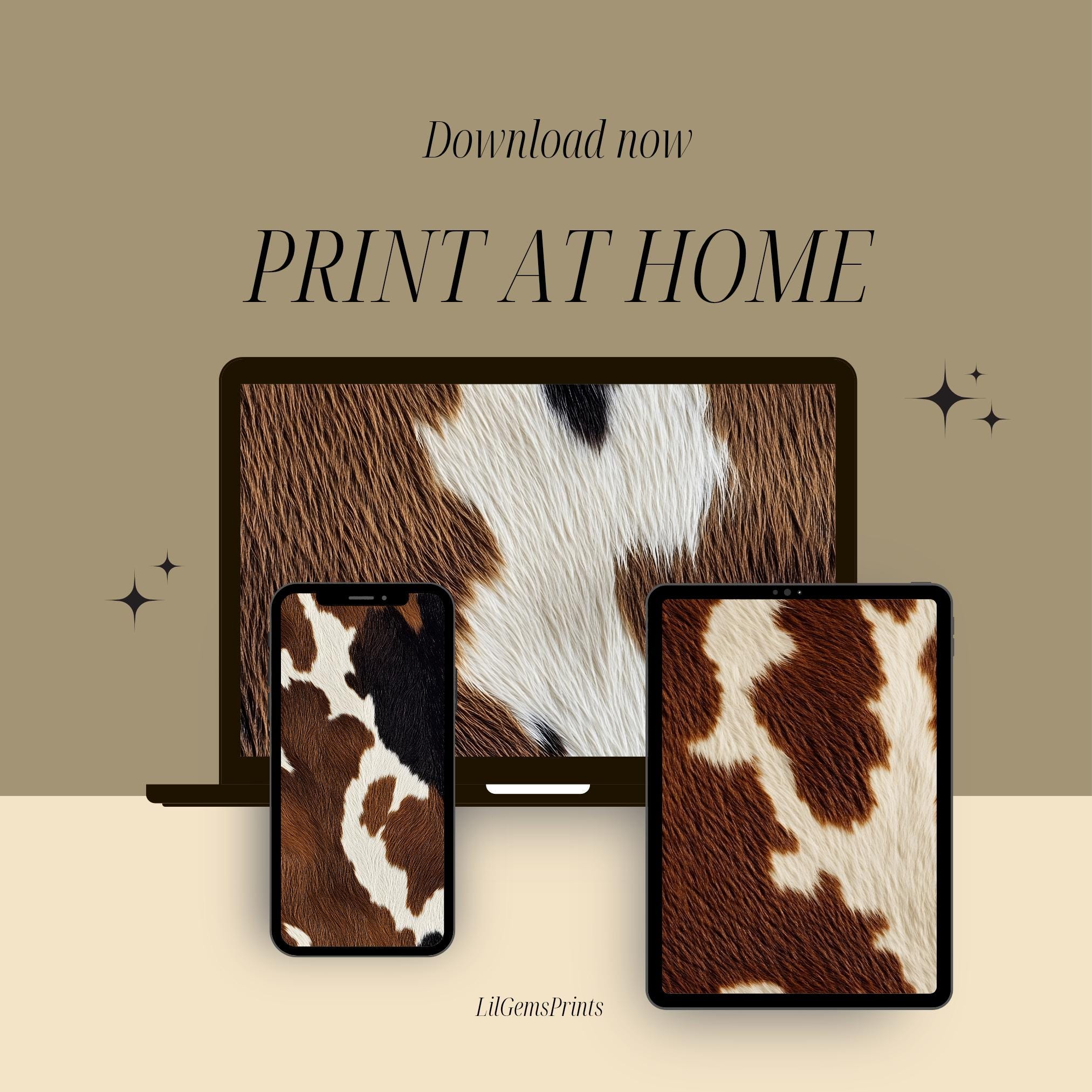 Cow Print Digital Paper for Scrapbooking - 12x12 Pattern Paper, Cow ...