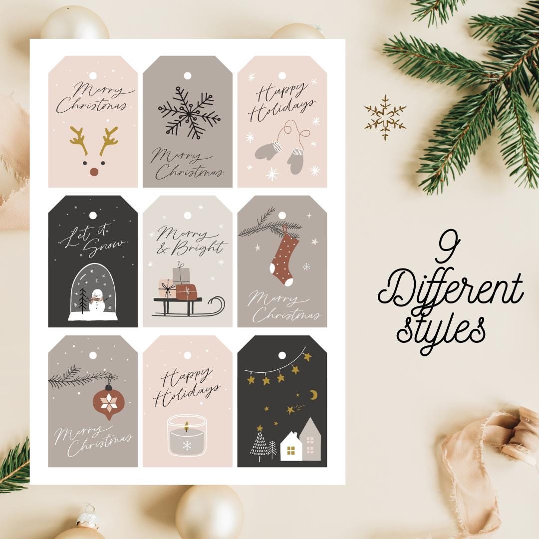 Editable Pink Christmas Gift Tags, Instant Download, Merry Christmas ...