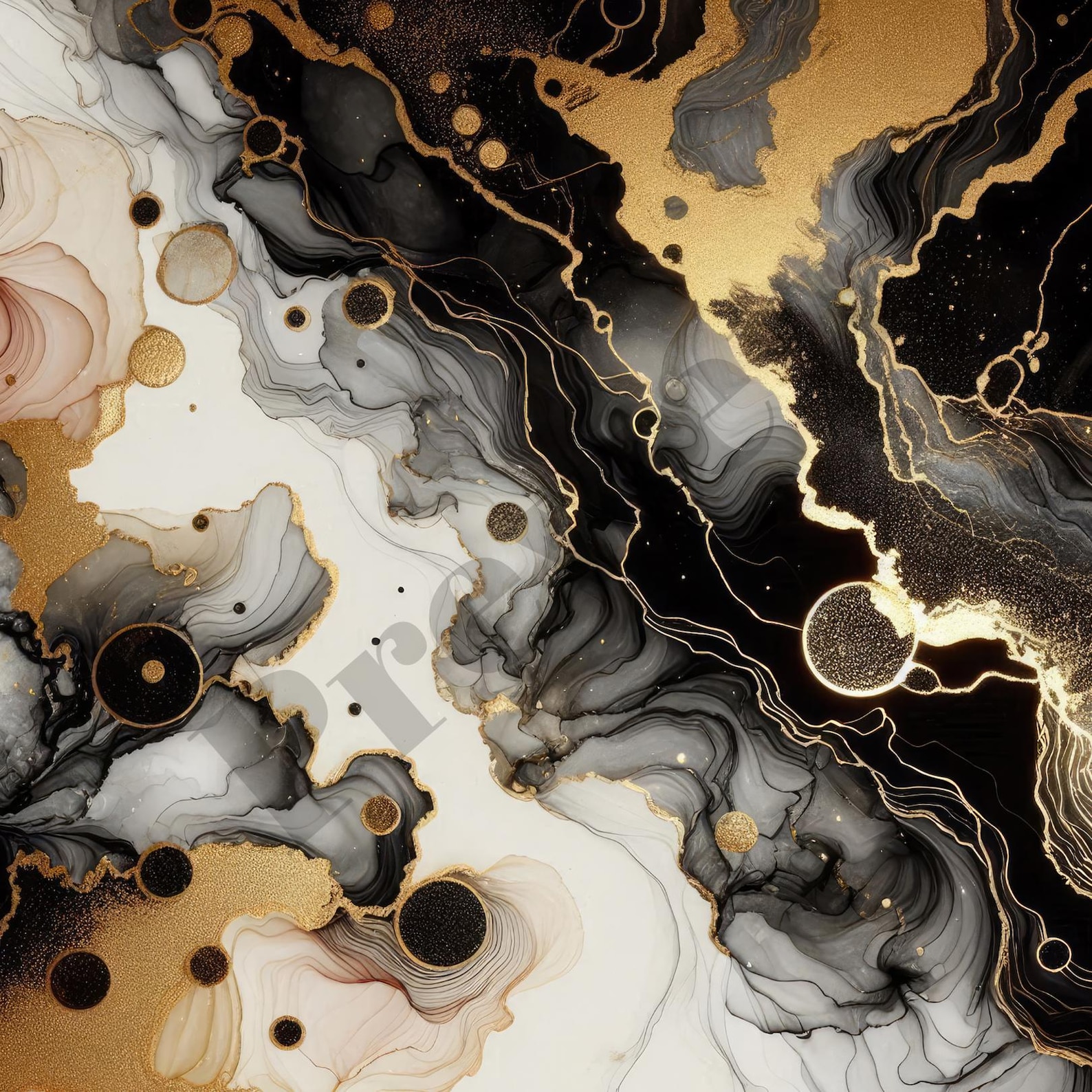 Black and Gold Marble Digital Paper Pack for Scrapbooking - Black ...