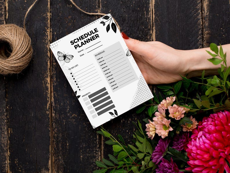 Black and White Butterfly Schedule Planner | Daily Organizer ...