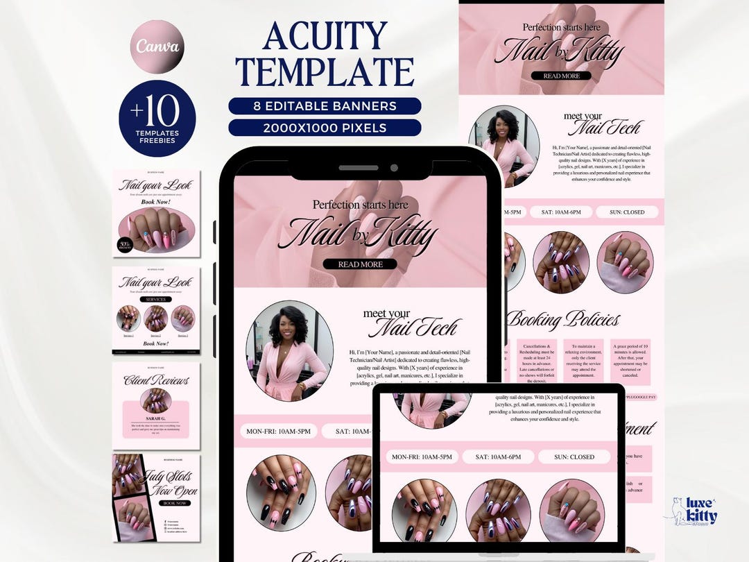 Coquette Acuity Scheduling Template Nail Tech Website Template Pink ...