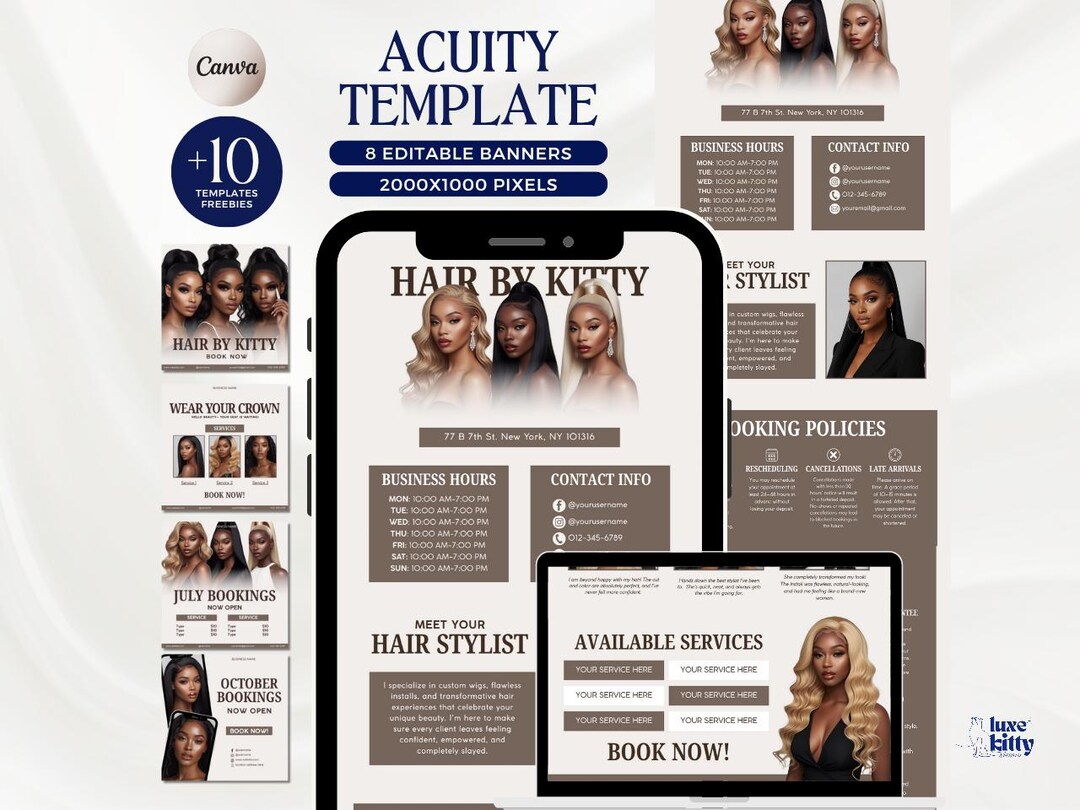 Brown Acuity Scheduling Template Hair Booking Site Template Hairstylist ...
