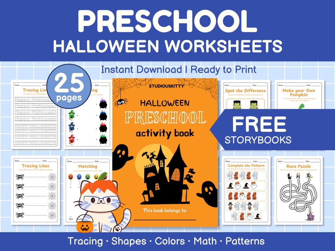 Halloween Preschool Printable Activity Worksheets for Pre-k Toddler ...