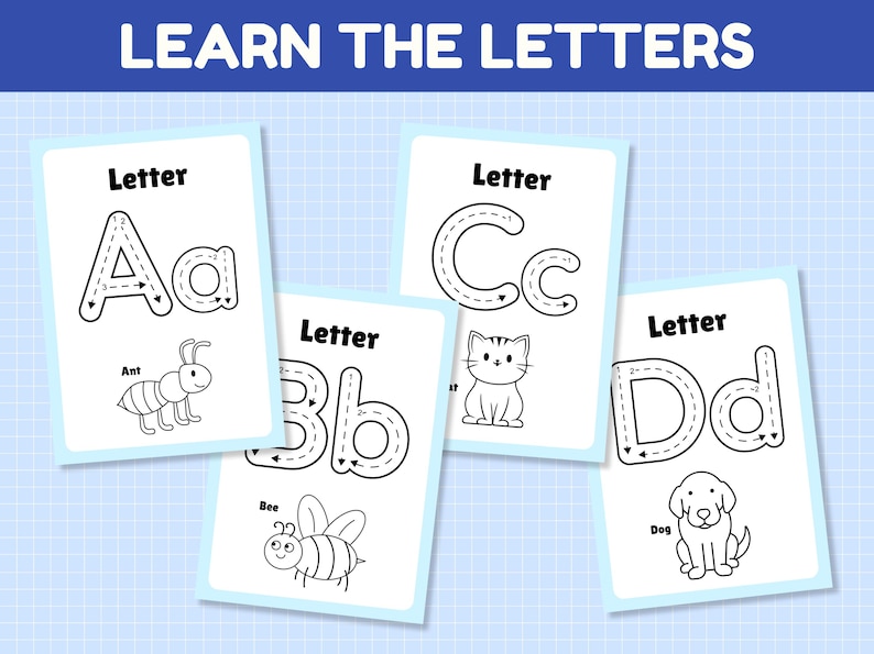 Preschool Alphabet Printable Worksheets Toddler Kids ABC Quiet Book ...