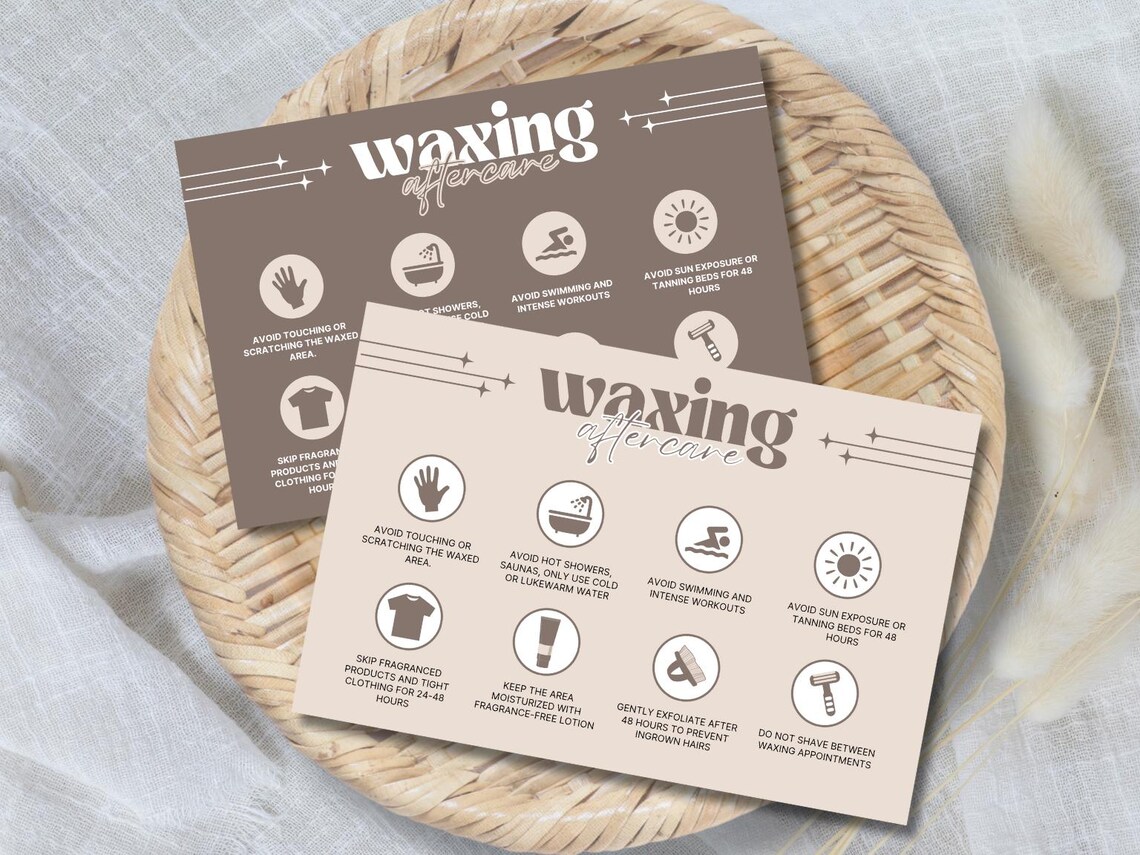 Waxing Aftercare Card Waxing Aftercare Guide Instructions Thank You ...