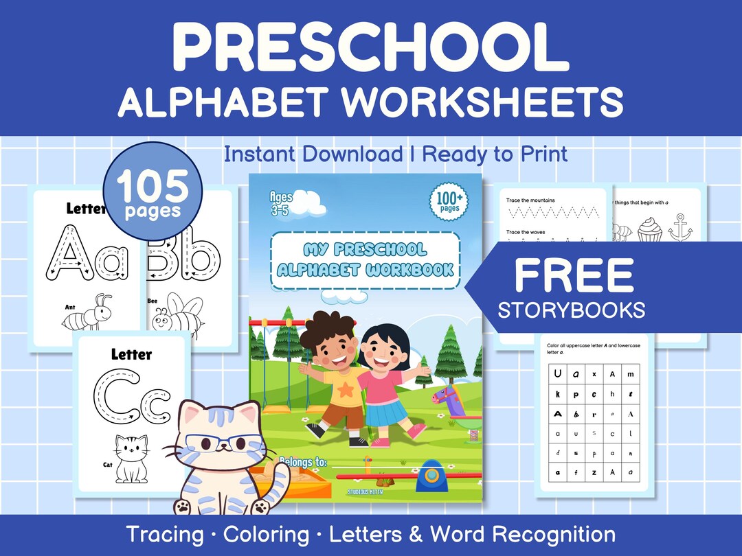 Preschool Alphabet Printable Worksheets Toddler Kids ABC Quiet Book ...