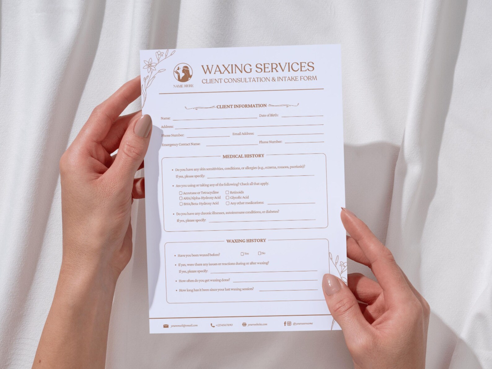 Waxing Client Consultation Intake Form Consent Liability Waiver Forms ...