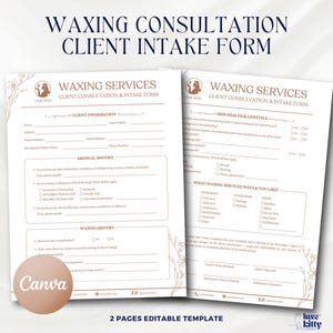 Waxing Client Consultation Intake Form Consent Liability Waiver Forms ...