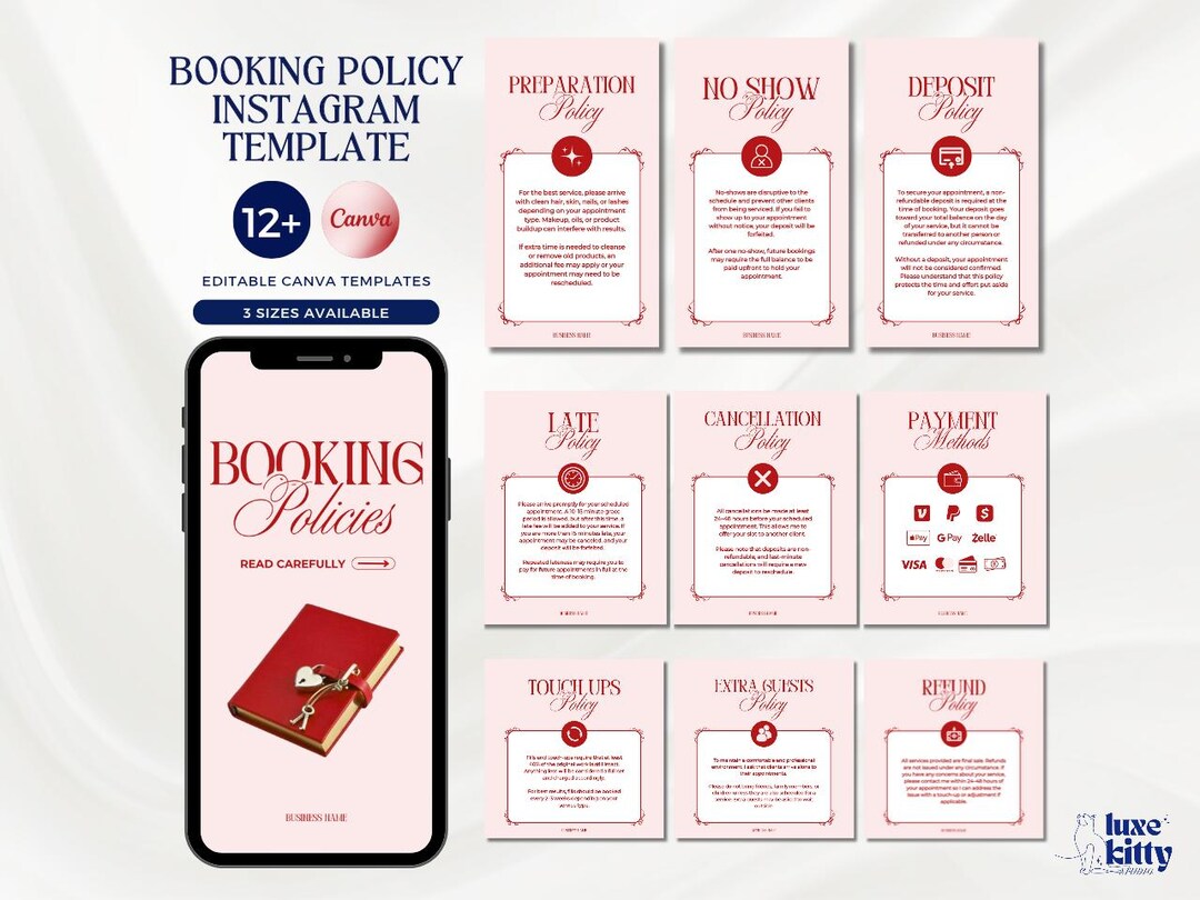 Red Pink Booking Policies Template Canva Coquette Booking Policy ...
