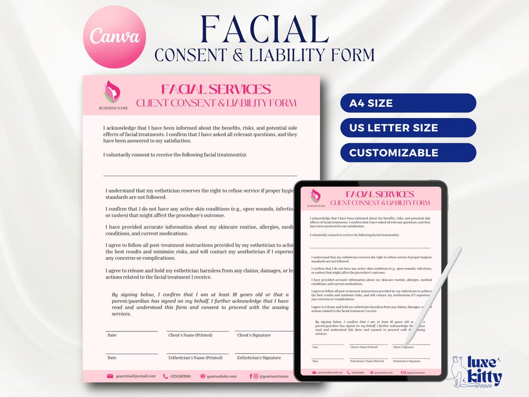 Facial Treatment Client Consent Liability Consultation Intake Forms ...