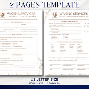 Waxing Client Consultation Intake Form Consent Liability Waiver Forms ...