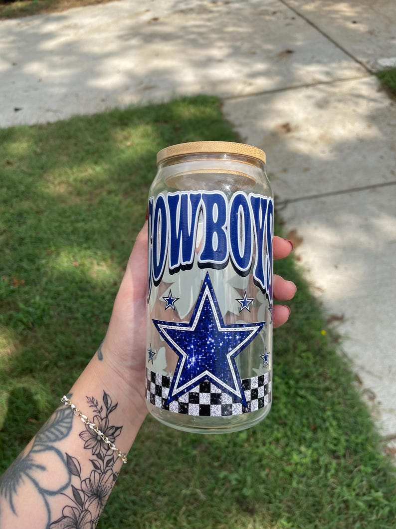 Dallas Cowboys Glass Tumbler - Etsy