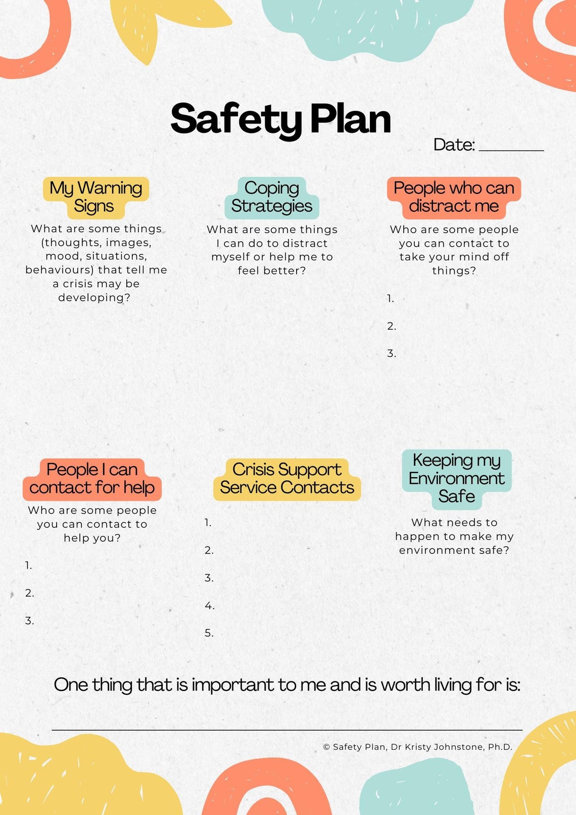Therapy Safety Plan Template - Etsy