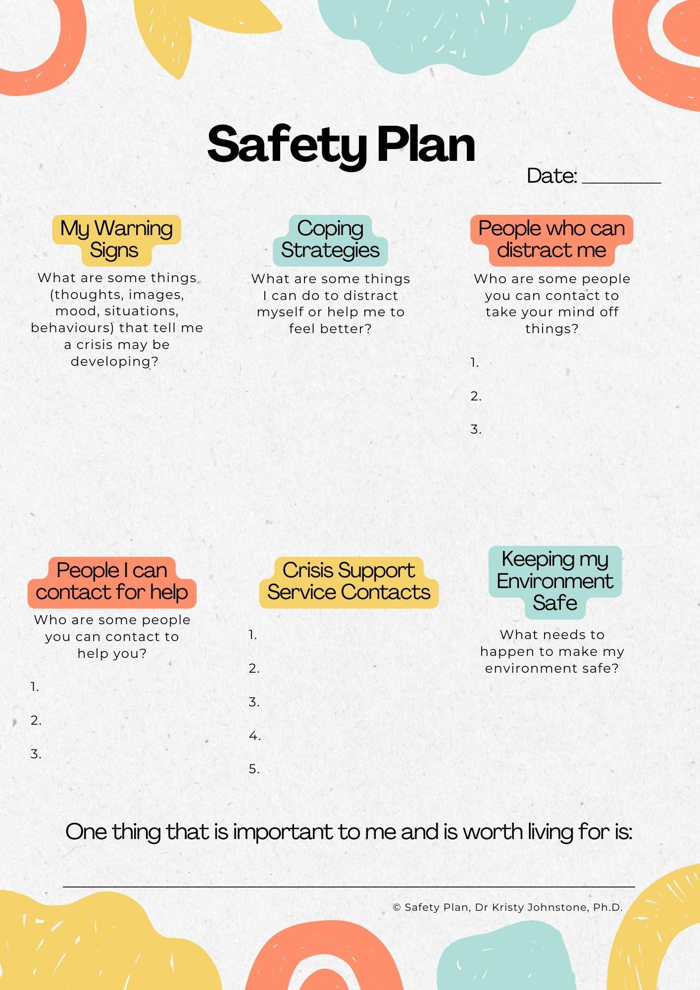 Therapy Safety Plan Template - Etsy
