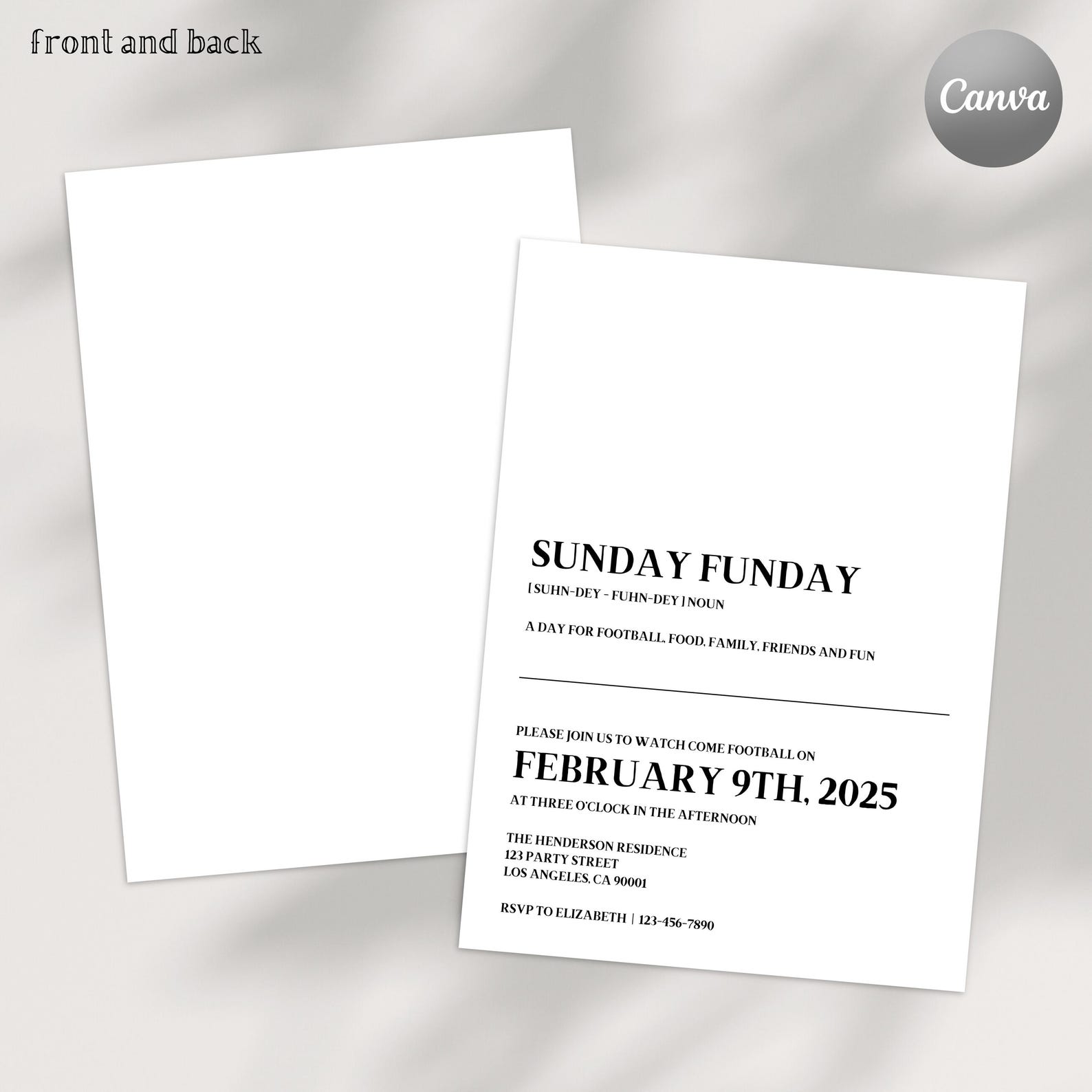 Football | Superbowl Party Invitation - Sunday Funday Definition - Etsy