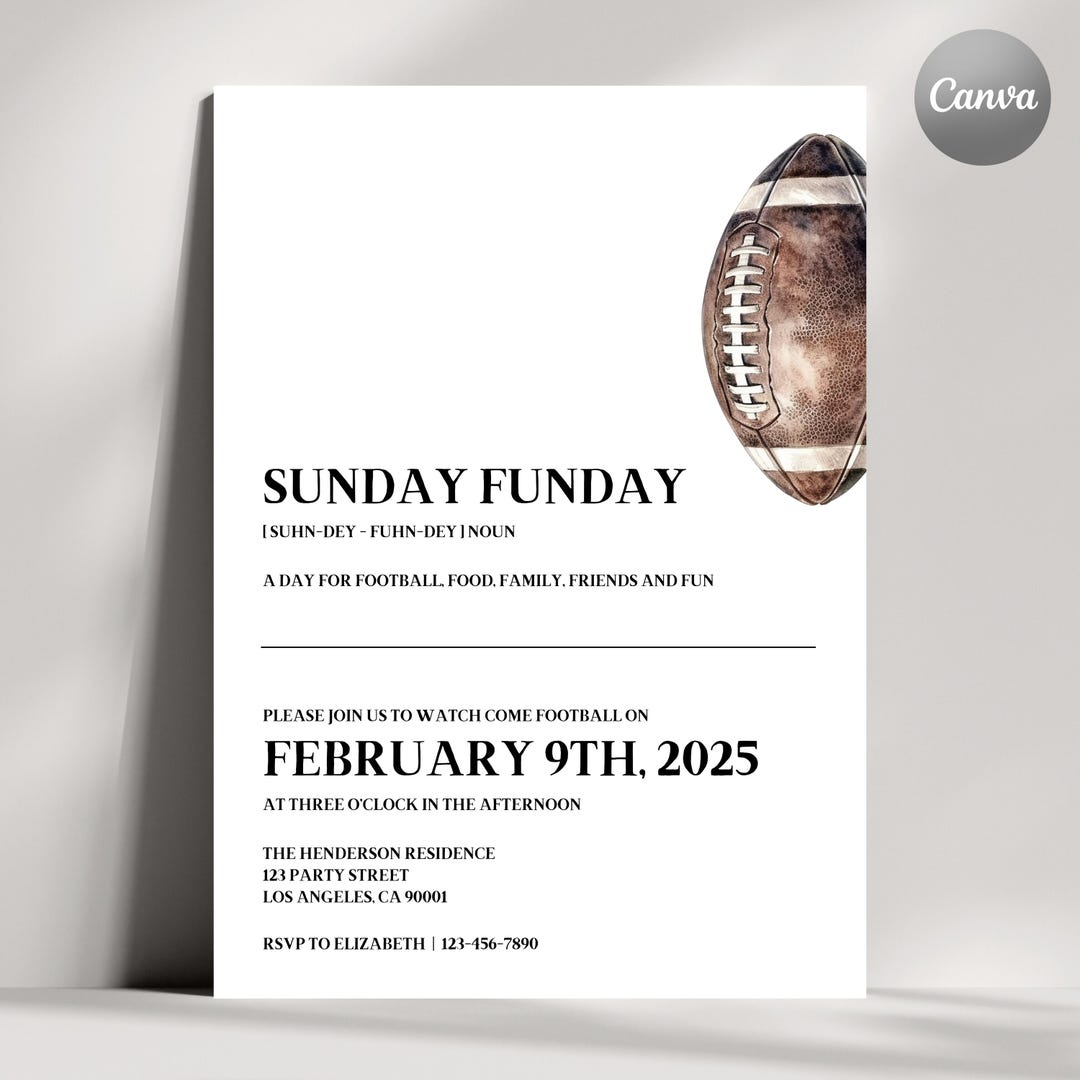 Football | Superbowl Party Invitation - Sunday Funday Definition With ...