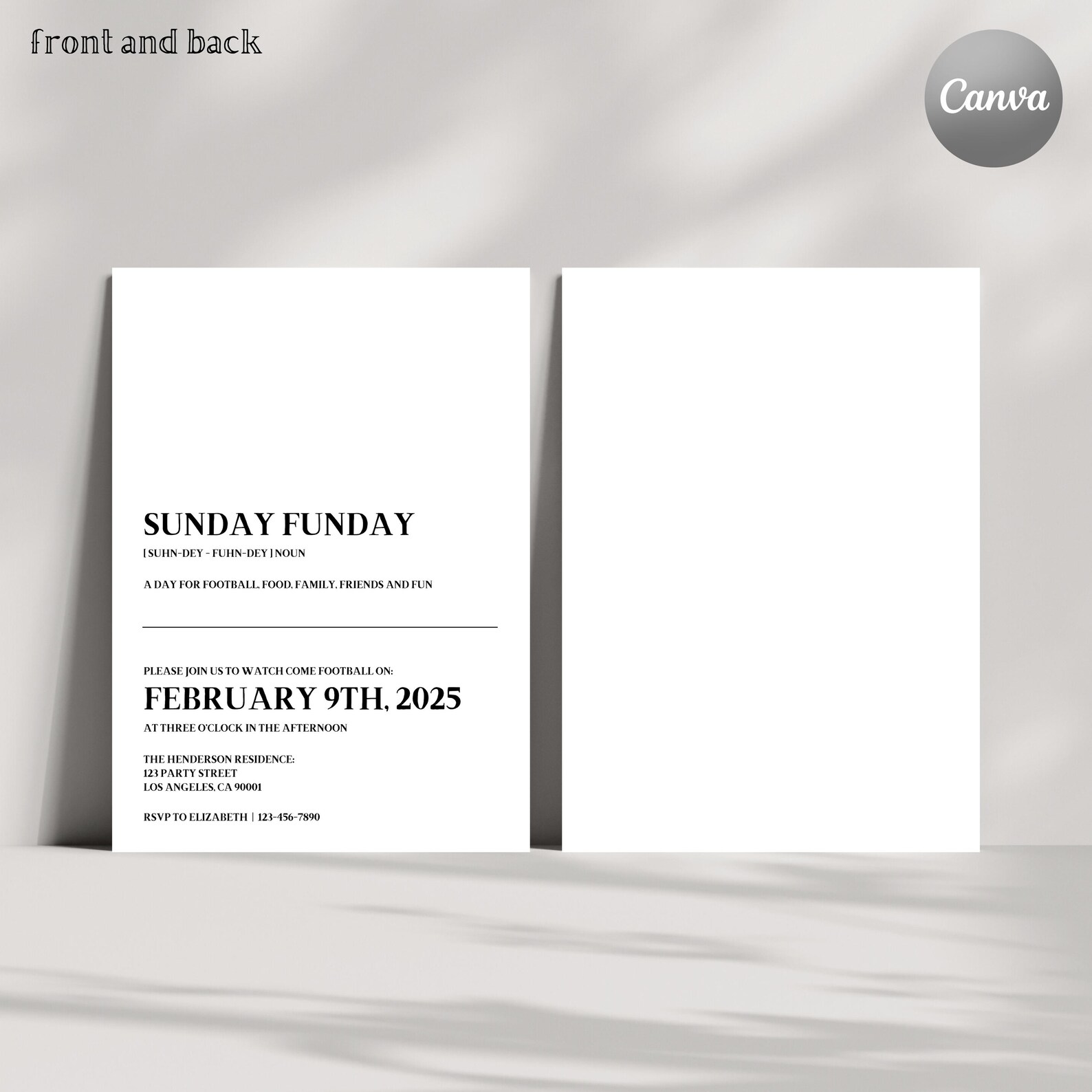 Football | Superbowl Party Invitation - Sunday Funday Definition - Etsy