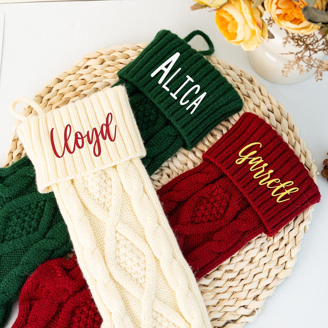 Embroidered Stockings With Name, Custom Knit Family Stockings ...