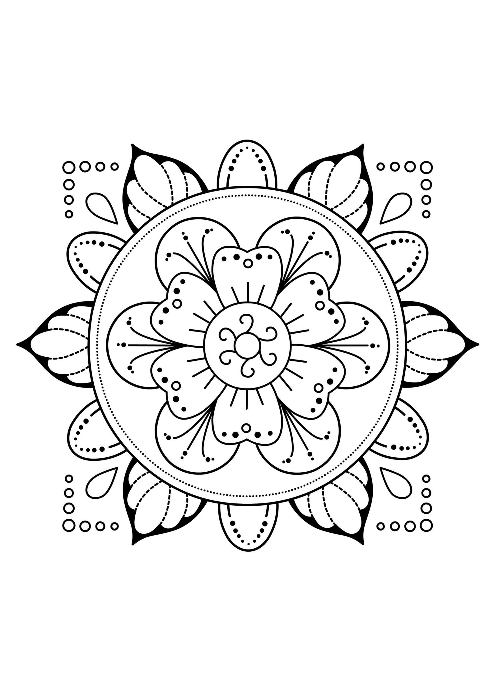 Kids Mandala Coloring Easy Mandala for Kids Printable Coloring Pages ...