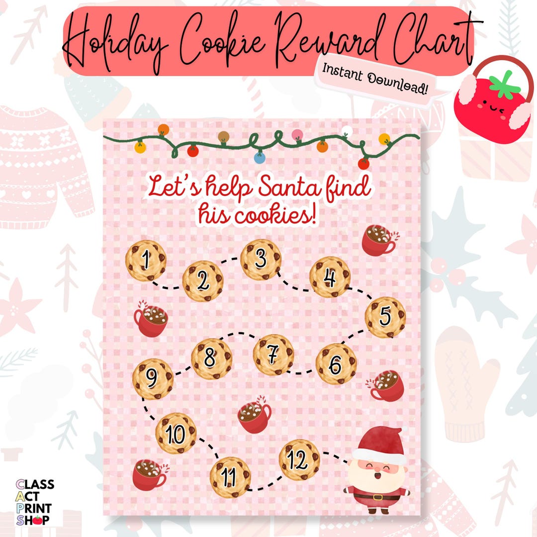 Printable Holiday Cookie Reward Chart| Christmas Reward Chart| Potty ...