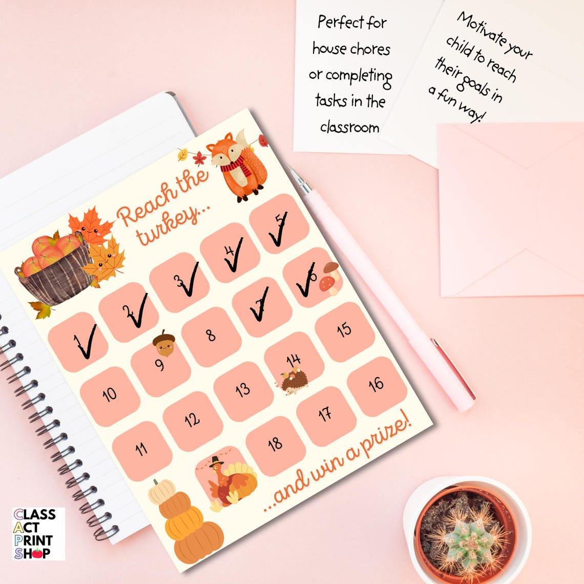 Printable Fall Reward Chart | Thanksgiving Reward Chart | Chore Chart ...