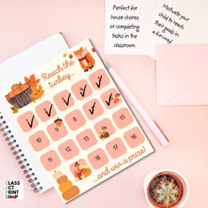 Printable Fall Reward Chart | Thanksgiving Reward Chart | Chore Chart ...