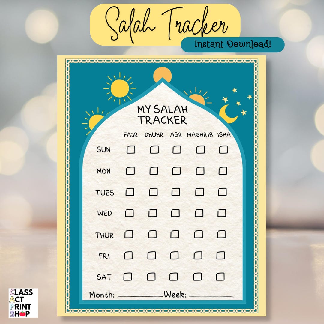 Printable Weekly Salah Tracker| Daily Salah Tracker| Prayer Check ...