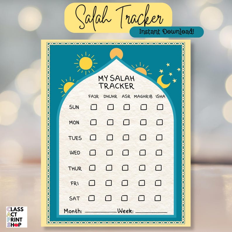 Printable Weekly Salah Tracker| Daily Salah Tracker| Prayer Check ...
