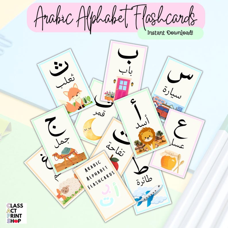 Arabic Alphabet Flashcards| Printable| Arabic Letters| Arabic School ...