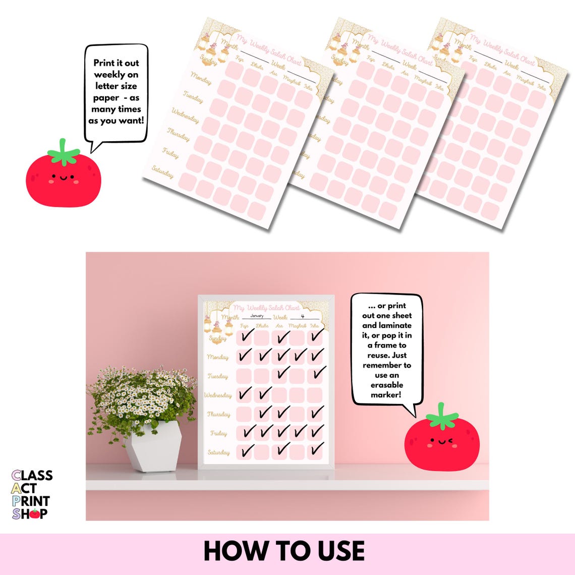 Weekly Salah Tracker Printable: Muslim Prayer Chart (digital Download ...