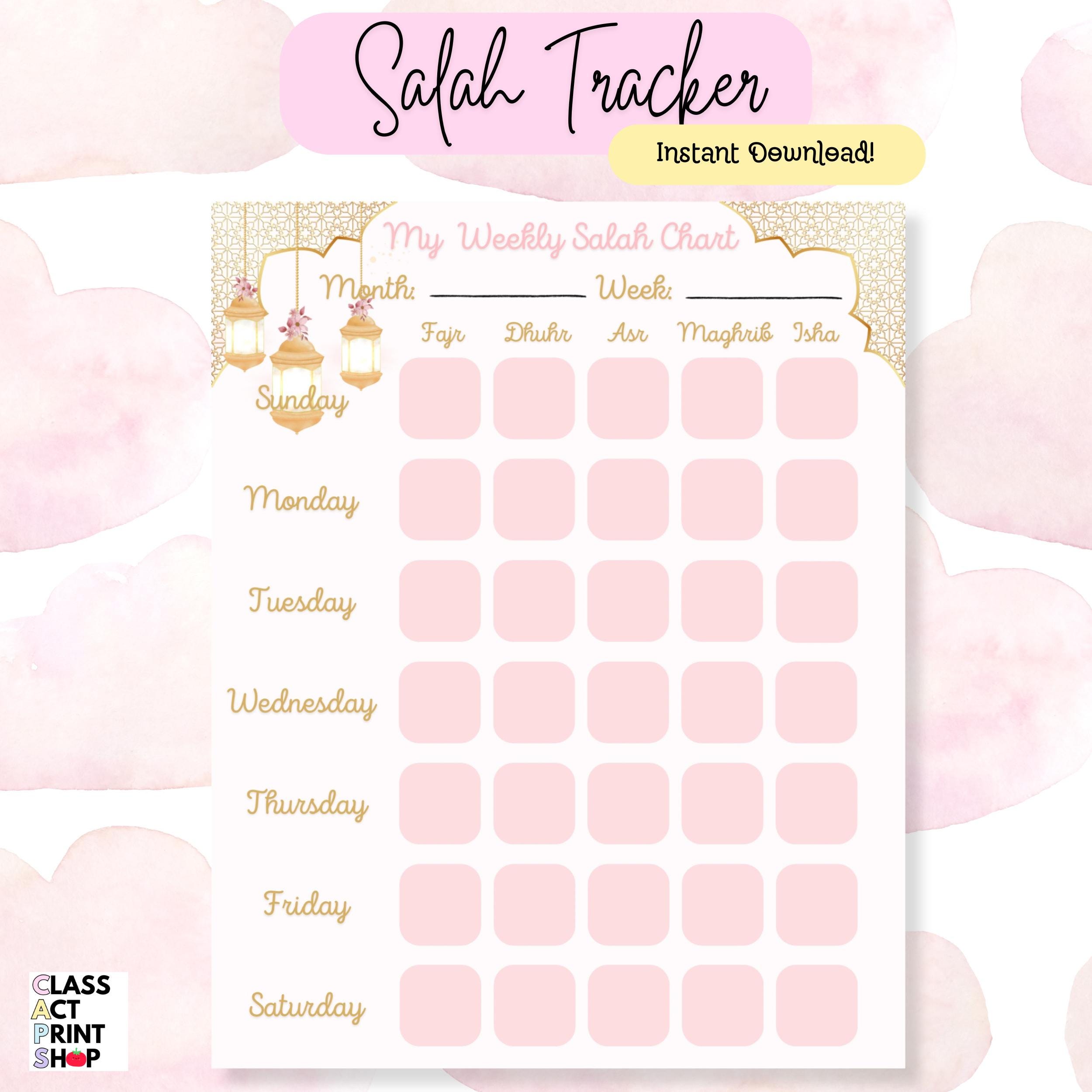 Printable Weekly Salah Tracker| Sticker Chart| Daily Muslim Prayer ...