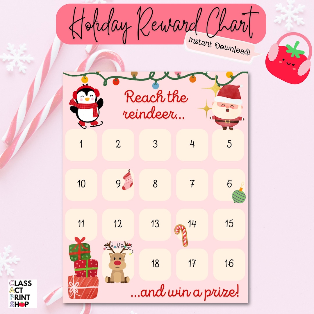 Printable Holiday Reward Chart | Christmas Reward Chart | Behavior ...