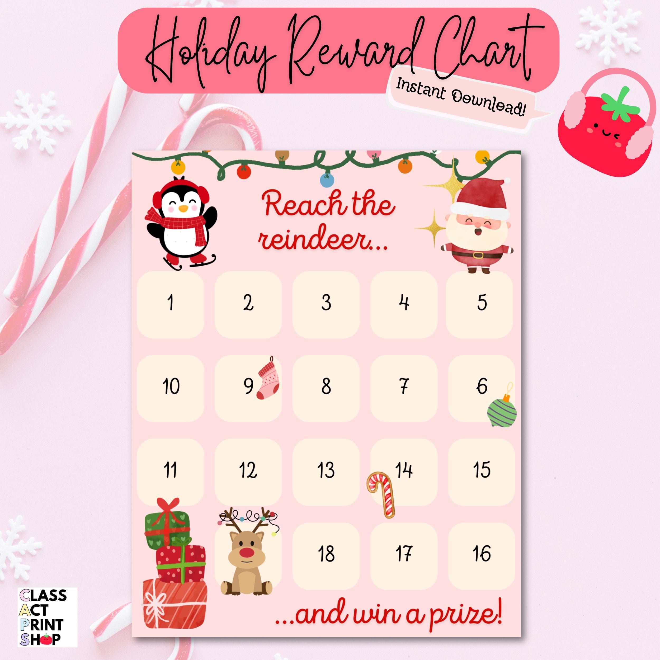 Printable Holiday Reward Chart | Christmas Reward Chart | Behavior ...