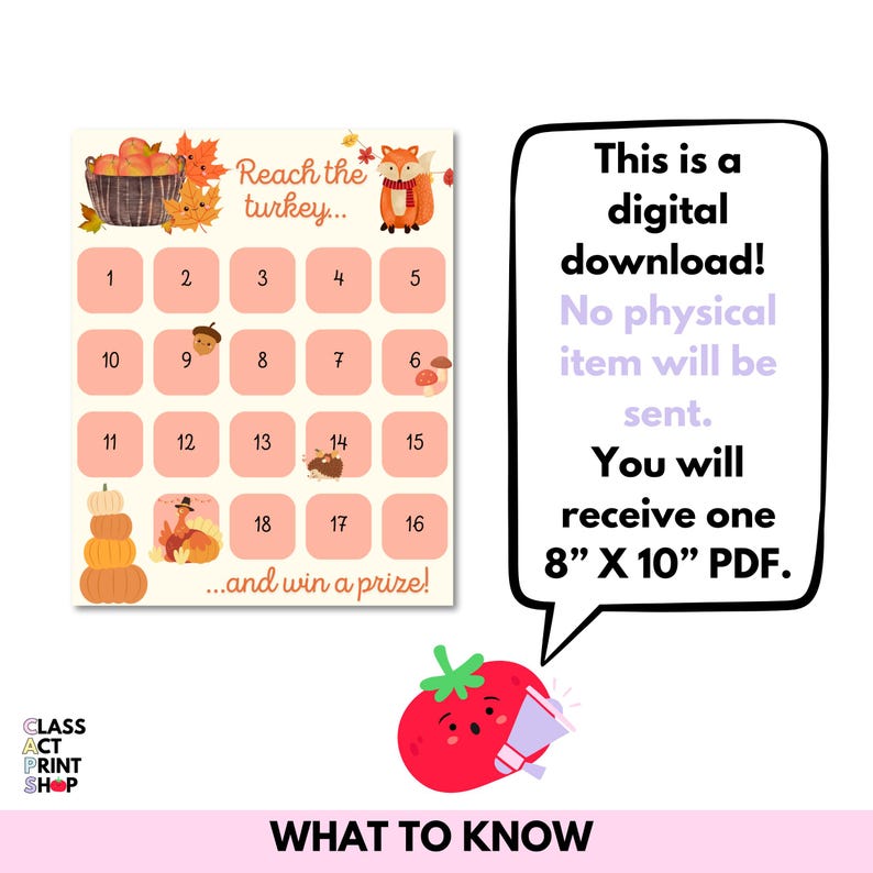 Printable Fall Reward Chart | Thanksgiving Reward Chart | Chore Chart ...