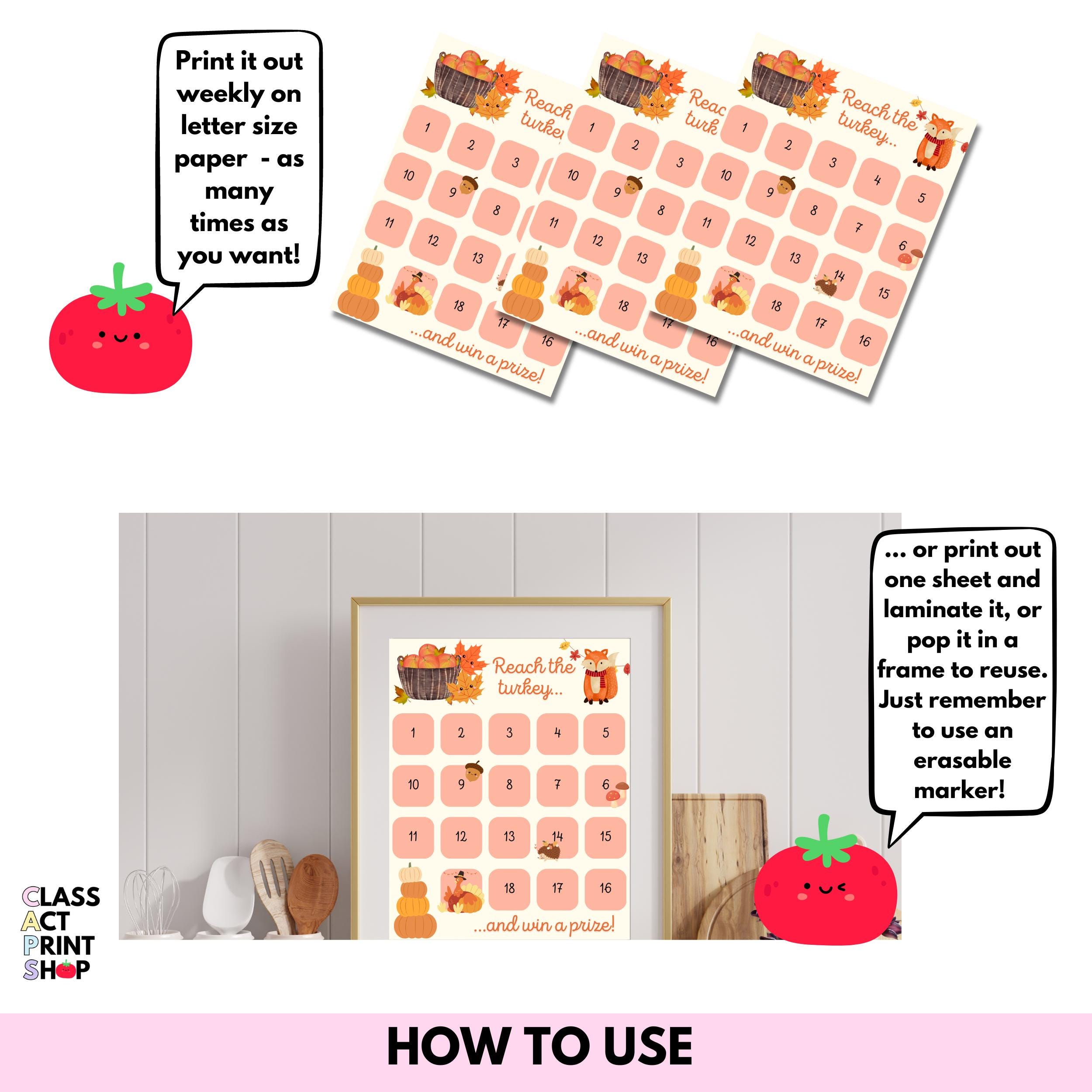Printable Fall Reward Chart | Thanksgiving Reward Chart | Chore Chart ...