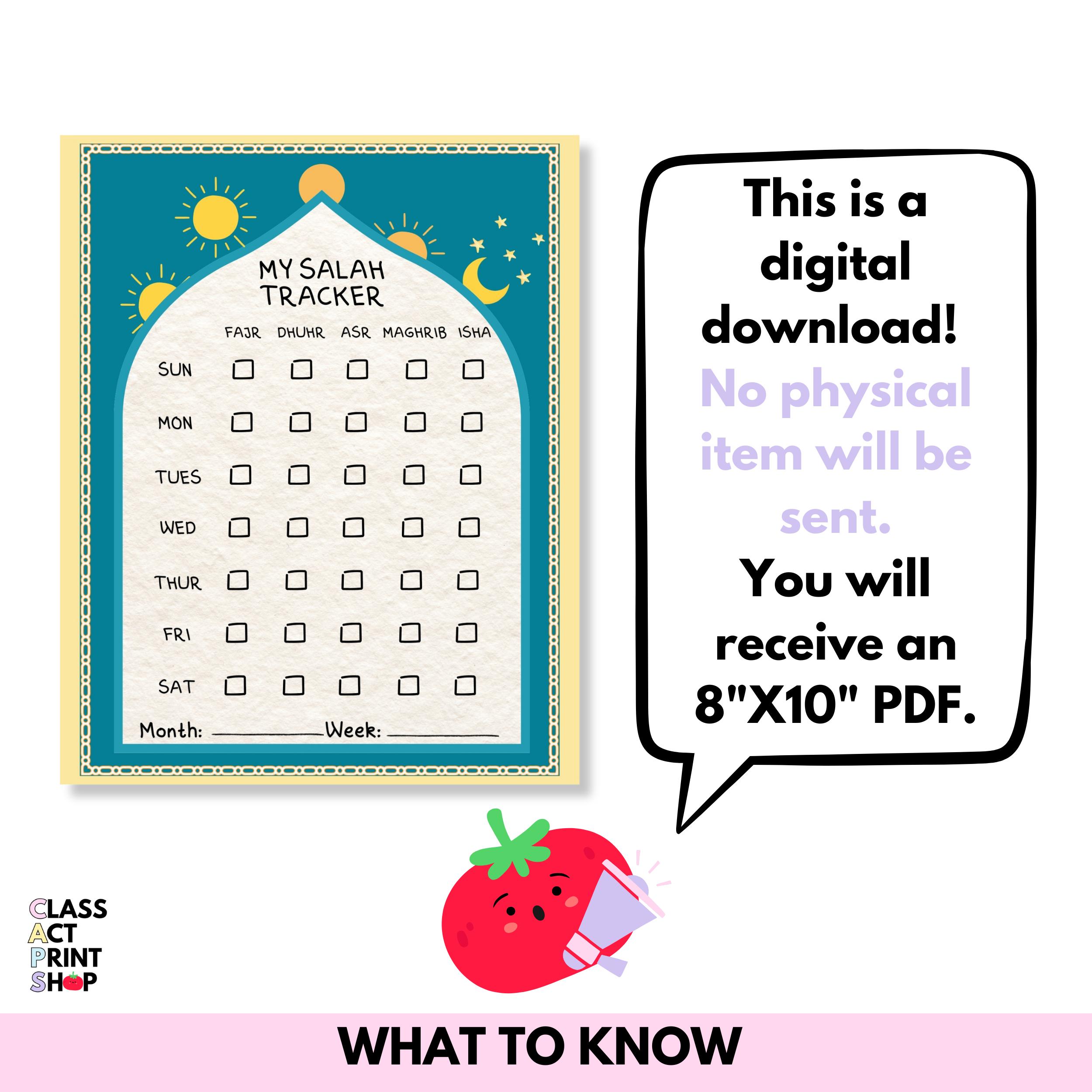 Printable Weekly Salah Tracker| Daily Salah Tracker| Prayer Check ...