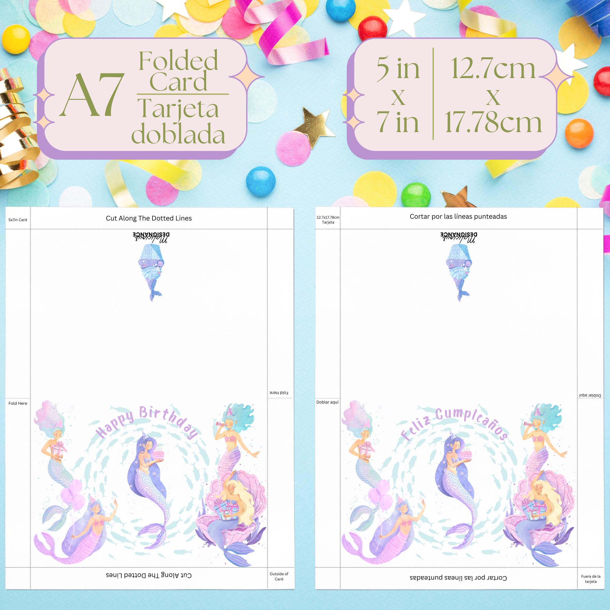 Mermaid Birthday Printable Card, Cute Digital Download Birthday Card ...