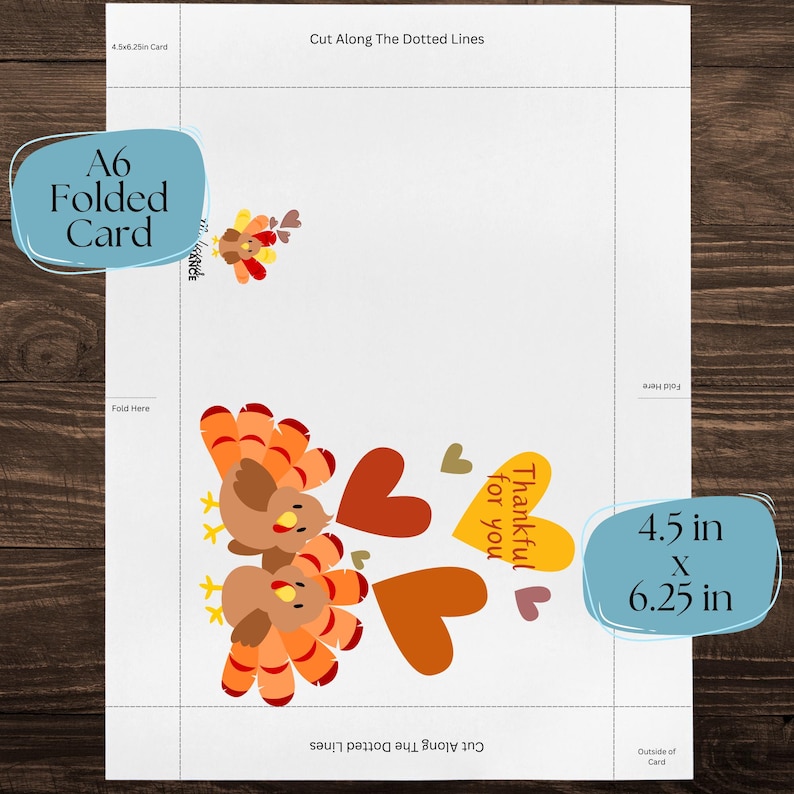 Thankful for You Turkey Printable Thanksgiving Card | Digital Download ...