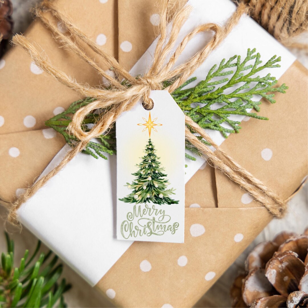 Christmas Tree Gift Tag Printable Shining Star Labels Holiday Gift Tag ...