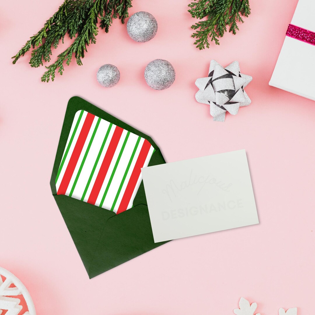 Candy Stripe Envelope Liners Printable, Euro Flap Christmas Envelope ...