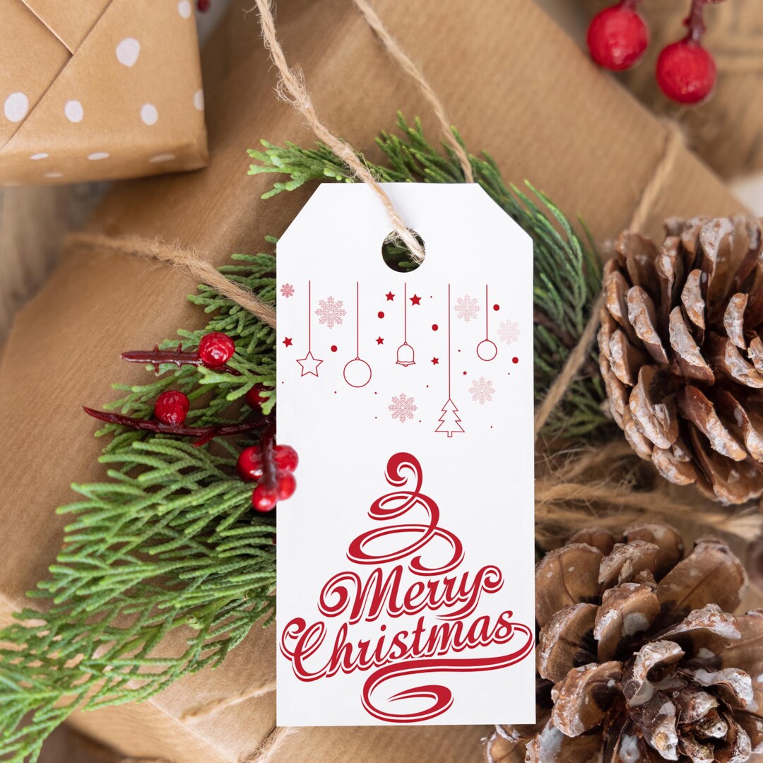 Red Ornament Gift Tags Labels Printable Happy Holidays Tags Instant ...