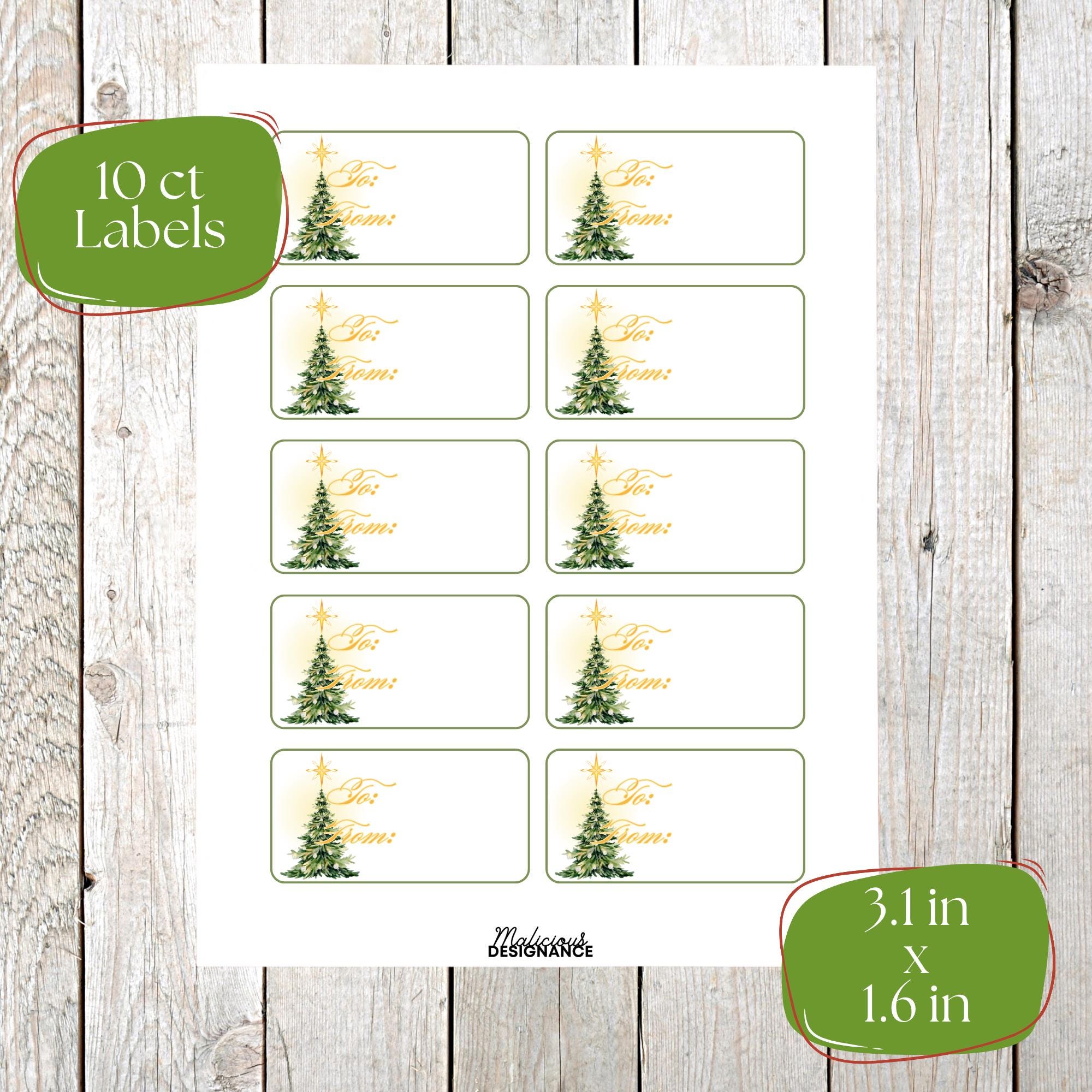 Christmas Tree Gift Tag Printable Shining Star Labels Holiday Gift Tag ...