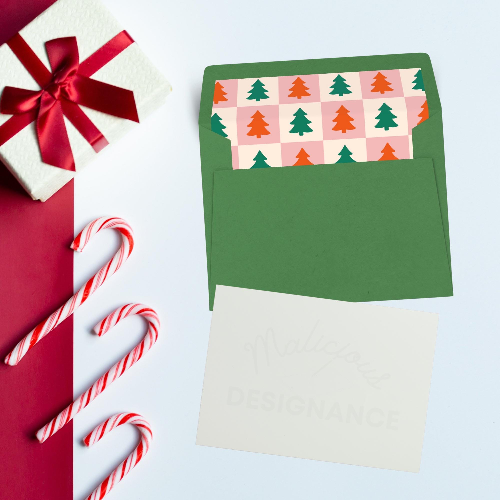 Tree Themed Envelope Liners Printable, Square Flap Christmas Envelope ...