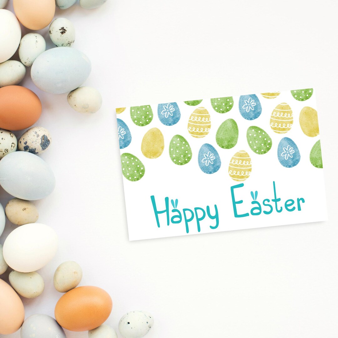 Printable Watercolor Easter Egg Greeting Card, Simple Easter Card ...