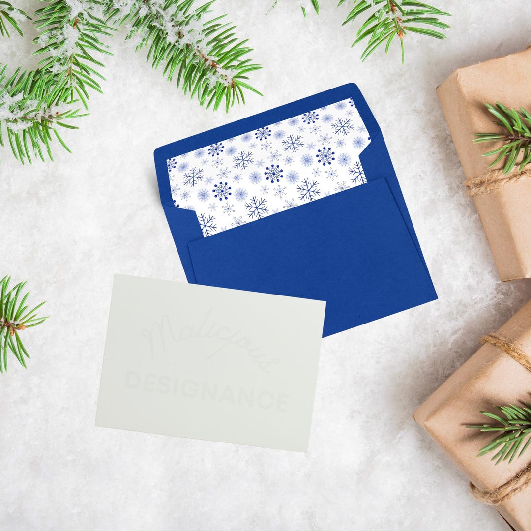 Snowflake Envelope Liners Printable, Square Flap Christmas Envelope ...