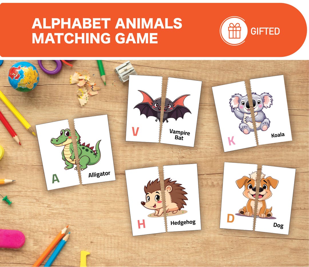 Printable Animal Alphabet Cards for Kids – A to Z Flashcards – Cute ABC ...