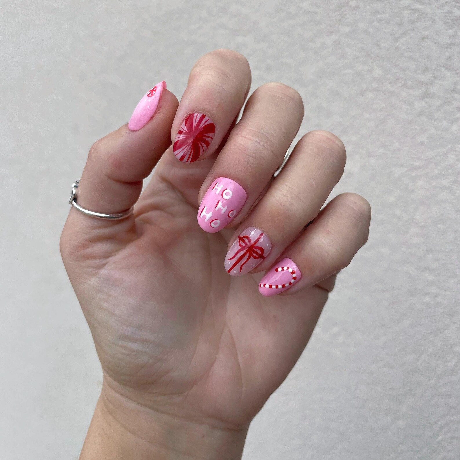 Pink Candy Cane Press on Nails: Festive Holiday Gel Nails - Etsy