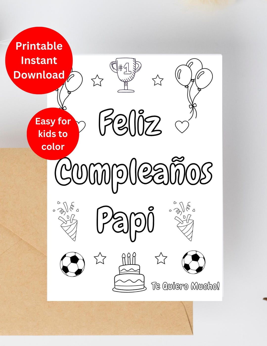 Feliz Cumpleaños Papi Coloring Page – Spanish Birthday Card for Papi ...