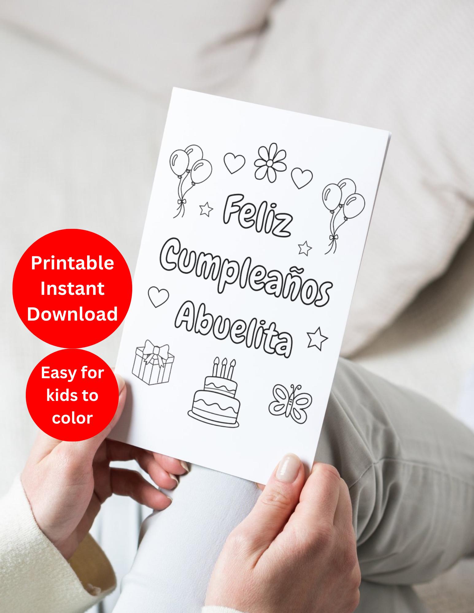 Feliz Cumpleaños Abuelita Coloring Page Spanish Birthday Card For